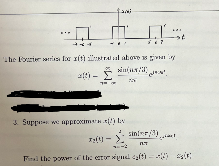 Solved The Fourier series for x(t) ﻿illustrated above is | Chegg.com