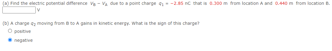 Solved (a) ﻿Find the electric potential difference VB-VA | Chegg.com
