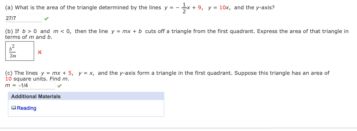 Solved (a) What is the area of the triangle determined by | Chegg.com