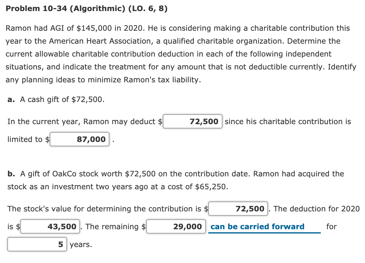 Solved Problem 10-34 (Algorithmic) (LO. 6, 8) Ramon had AGI | Chegg.com