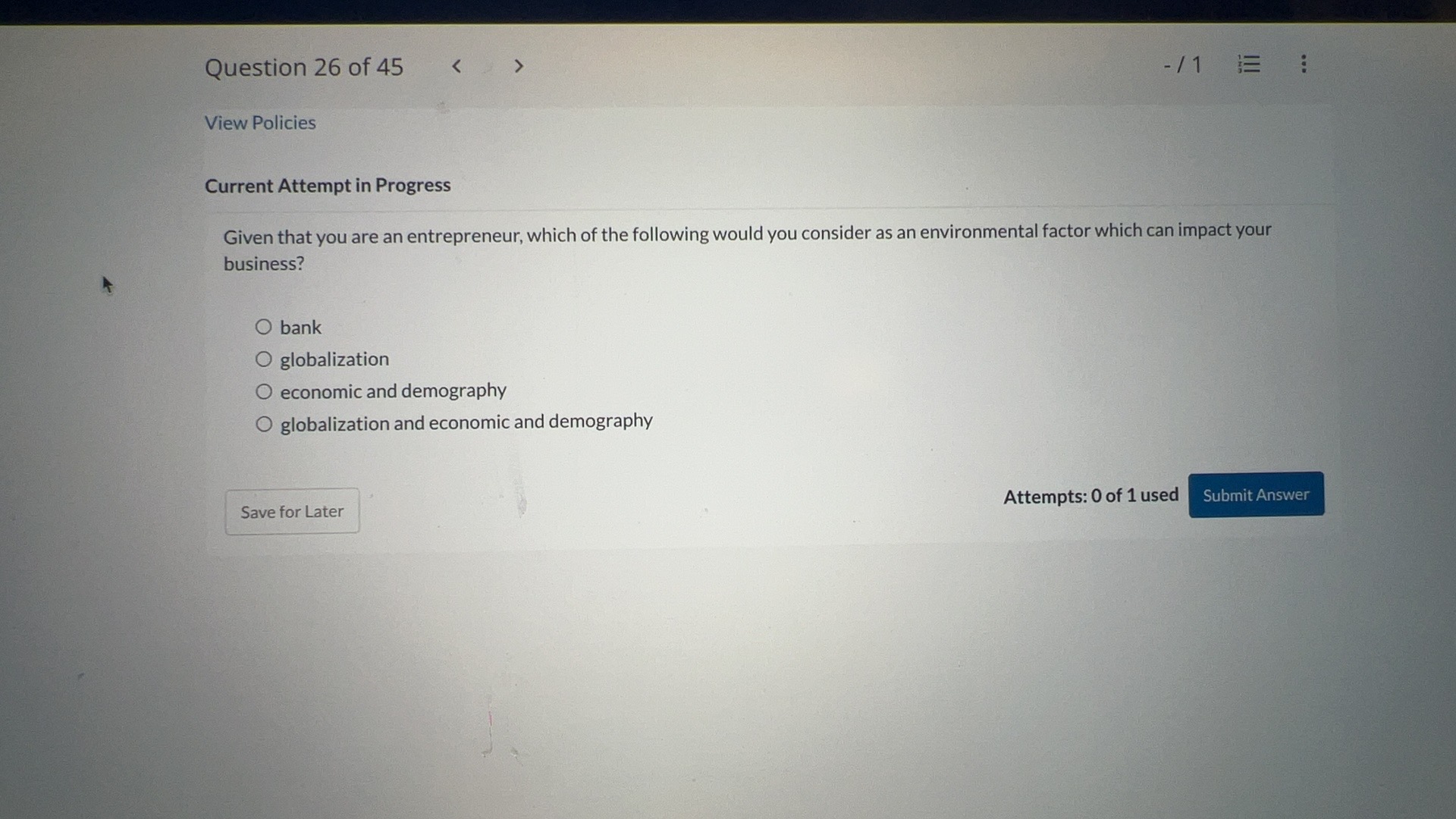 Solved Current Attempt in ProgressGiven that you are an | Chegg.com