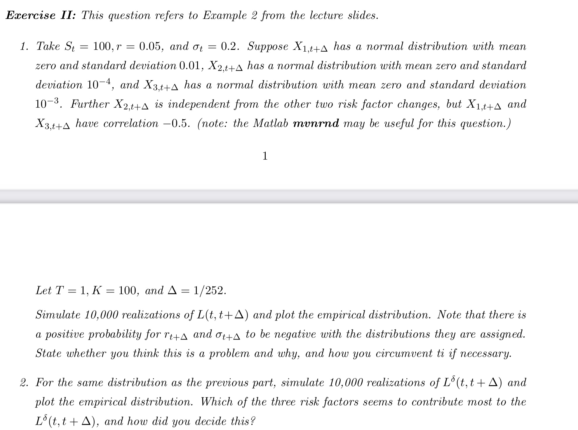 Solved Exercise II: This question refers to Example 2 from | Chegg.com