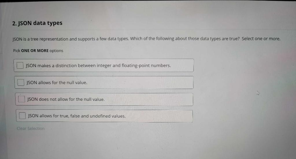 Solved 2 JSON Data Types JSON Is A Tree Representation And Chegg