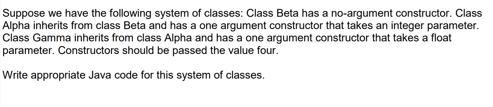 Solved Suppose we have the following system of classes: | Chegg.com