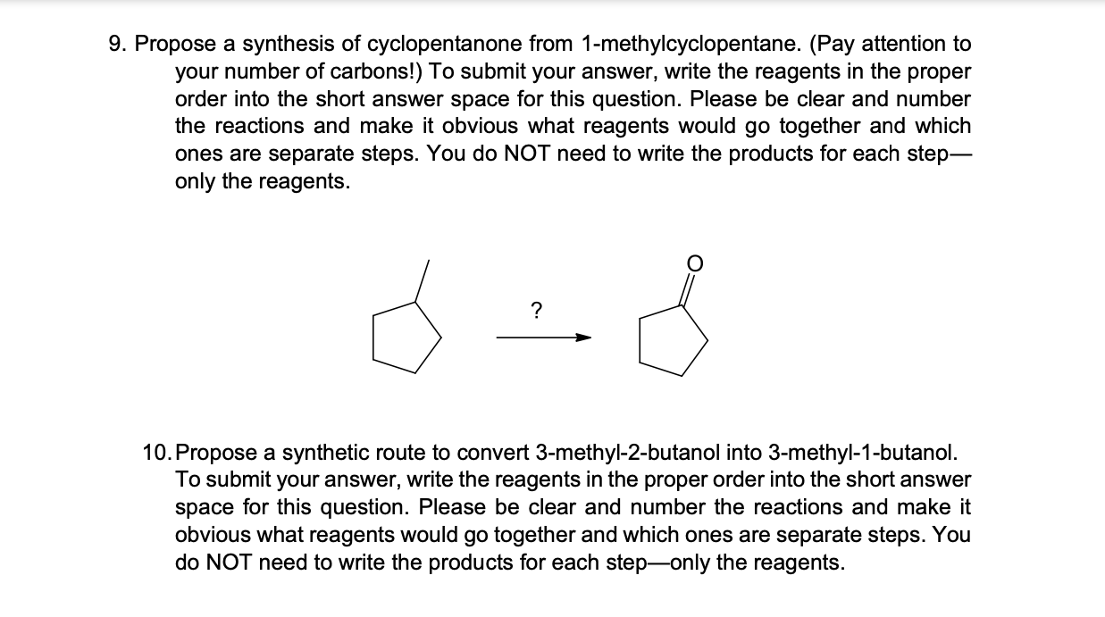 Solved 9. Propose a synthesis of cyclopentanone from | Chegg.com