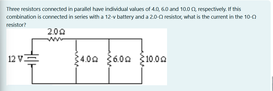 Solved Three resistors connected in parallel have individual | Chegg.com