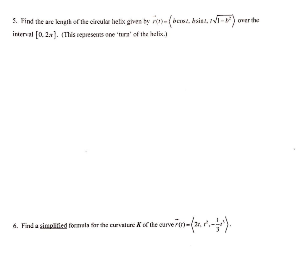 Solved 5. Find the arc length of the circular helix given by | Chegg.com