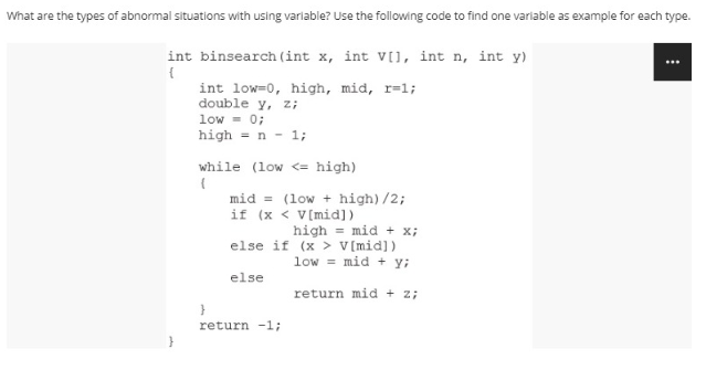 Solved What are the types of abnormal situations with using | Chegg.com