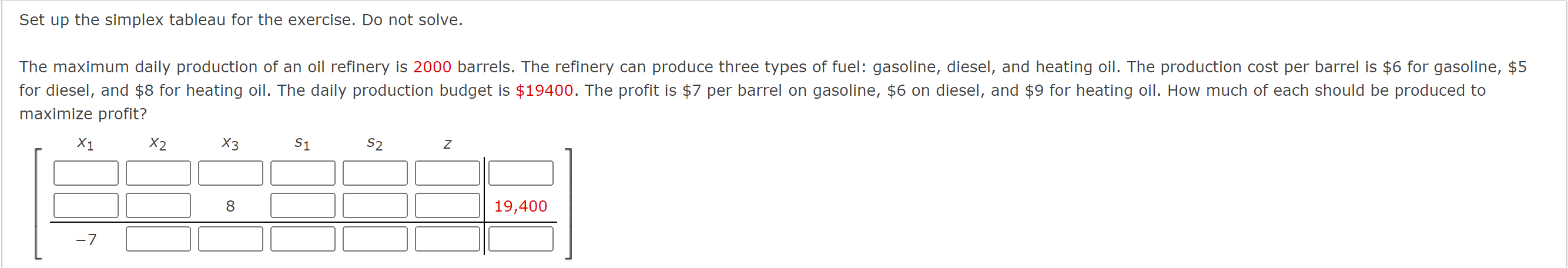 Solved Set up the simplex tableau for the exercise. Do not | Chegg.com