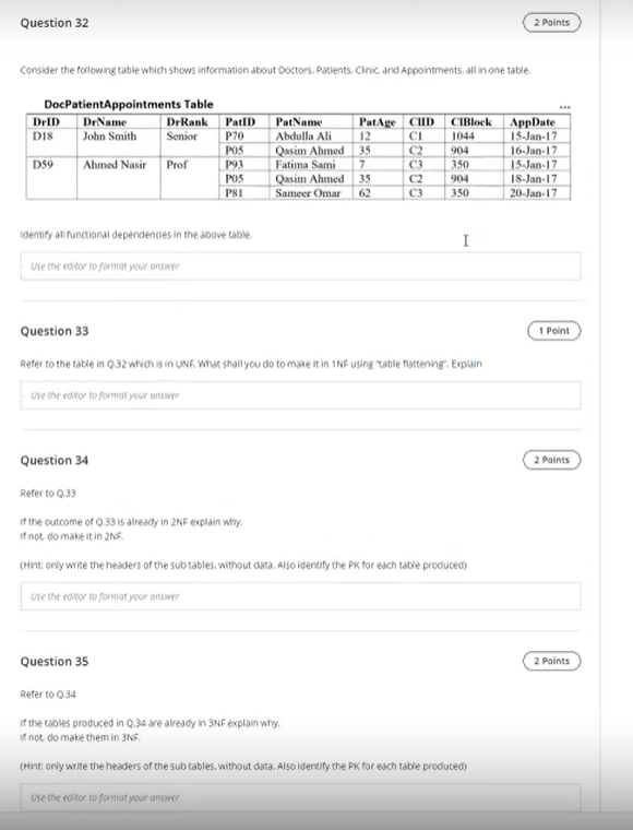 Solved Question 32 2 Points Consider the following table | Chegg.com