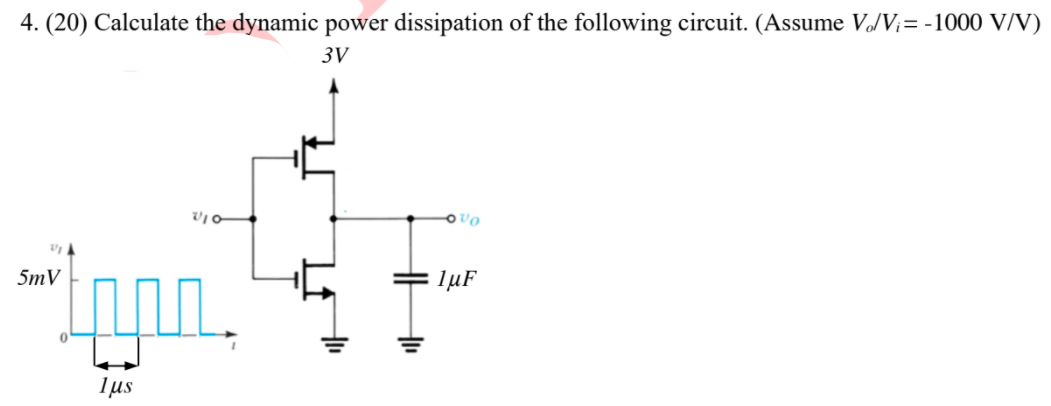 Solved 4. (20) Calculate the dynamic power dissipation of | Chegg.com
