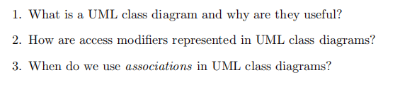 Solved 1. What is a UML class diagram and why are they | Chegg.com