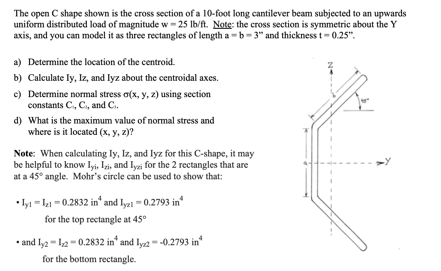 Solved The open C shape shown is the cross section of a | Chegg.com