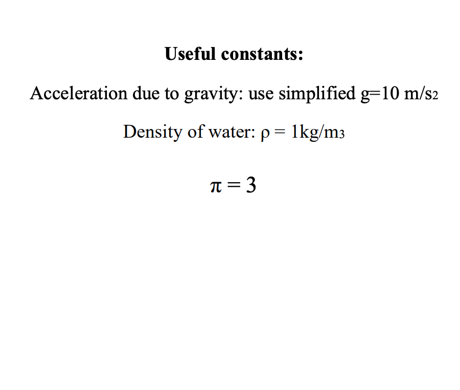 Solved Useful constants: Acceleration due to gravity: use | Chegg.com