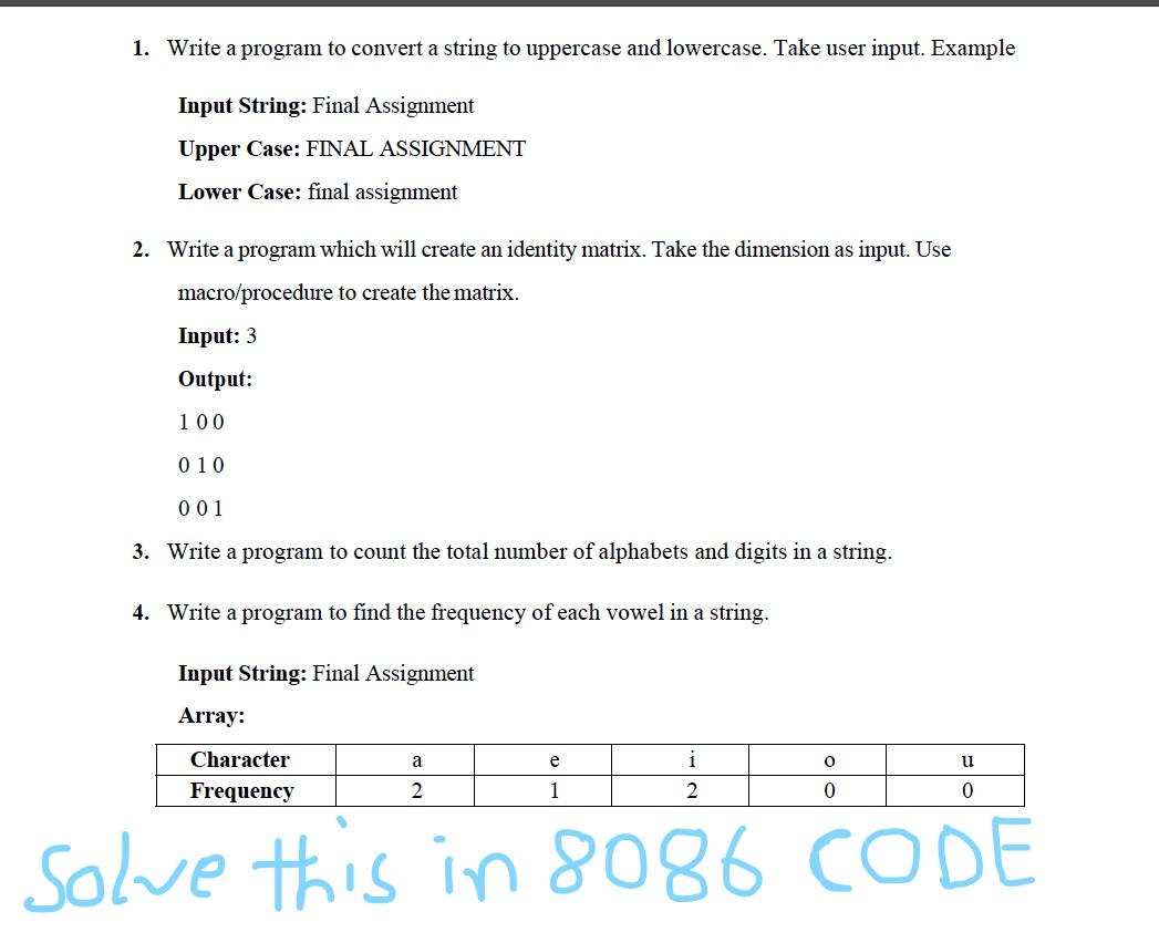 Solved 1. Write a program to convert a string to uppercase | Chegg.com