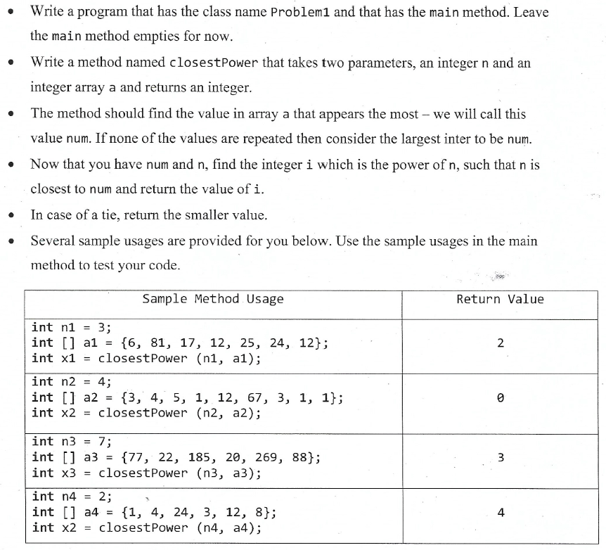 Solved • Write a program that has the class name Problem1 | Chegg.com