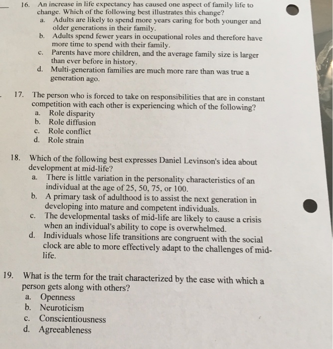 Solved An increase in life expectancy has caused one aspect | Chegg.com