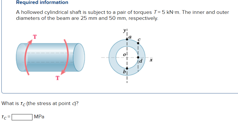 Solved Required information A hollowed cylindrical shaft is | Chegg.com