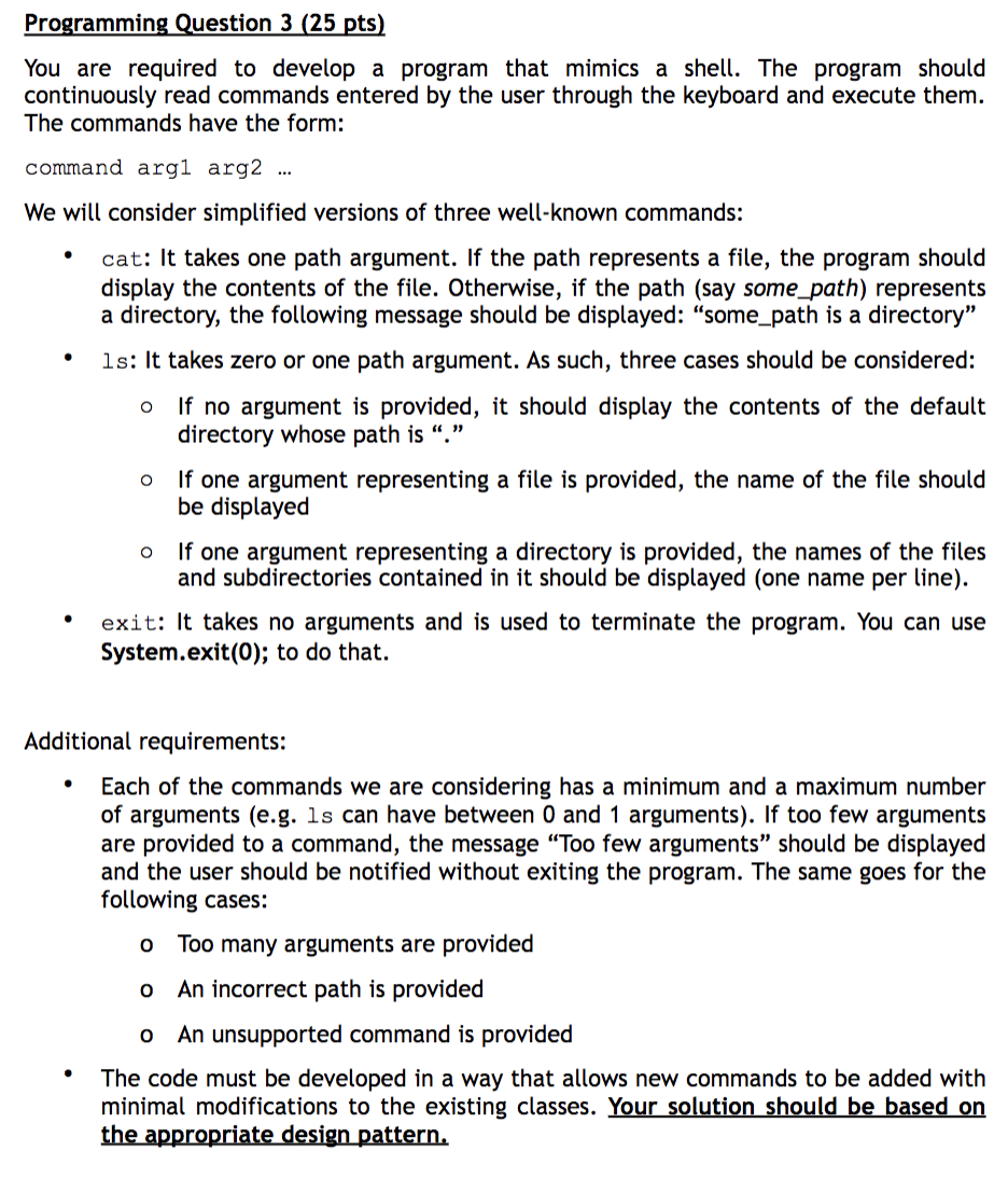 Solved Programming Question 3 (25 pts) You are required to | Chegg.com