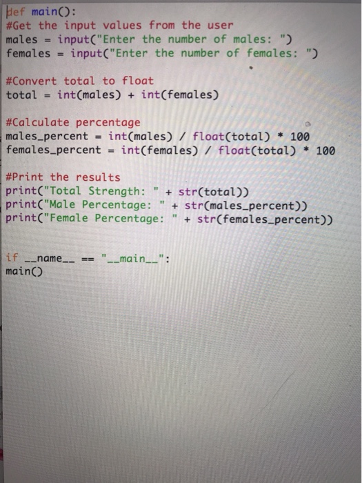 Solved Based on the percent gender program. Create a GUI | Chegg.com