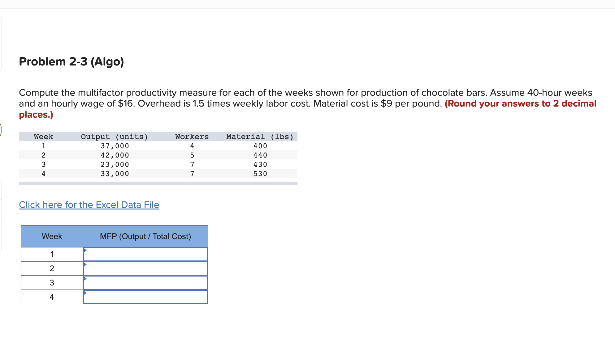 Solved Compute the multifactor productivity measure for each | Chegg.com