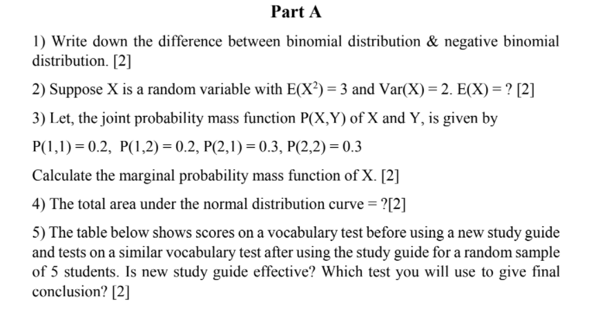 Solved Part A 1) Write down the difference between binomial | Chegg.com