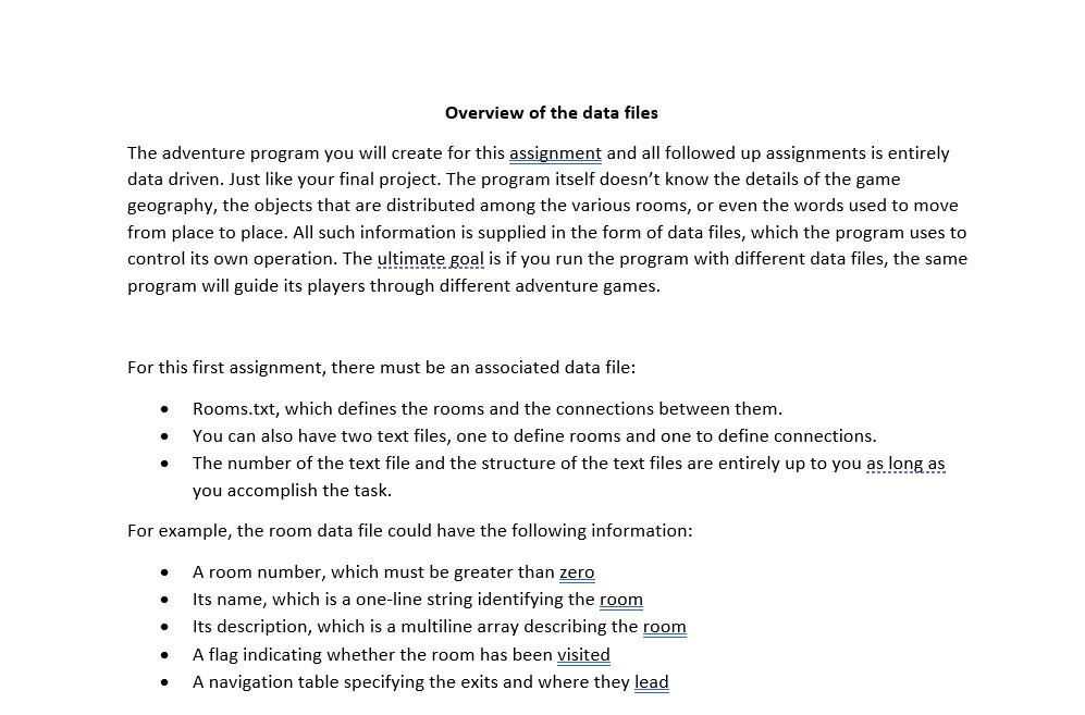 Solved The adventure game you will implement for this | Chegg.com