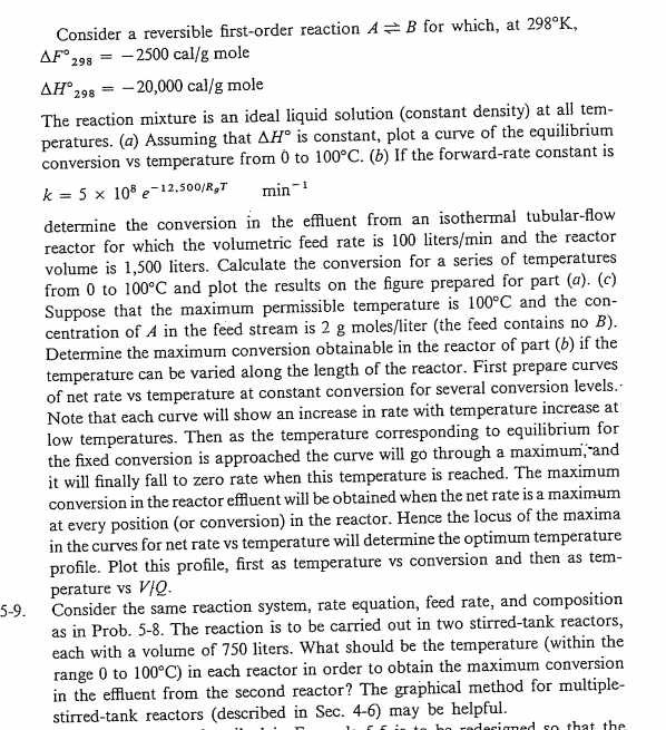 Solved Consider a reversible first-order reaction A⇌B for | Chegg.com