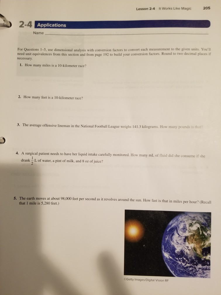 Solved Lesson 2-4 It Works Like Magic 205 2-4 Applications | Chegg.com