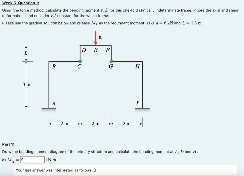 Solved Week 5, Question 1: Using the force method, calculate | Chegg.com