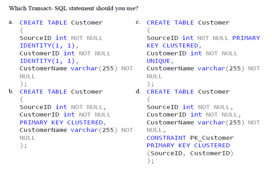 Solved 1- You are a database developer of a Microsoft SQL | Chegg.com