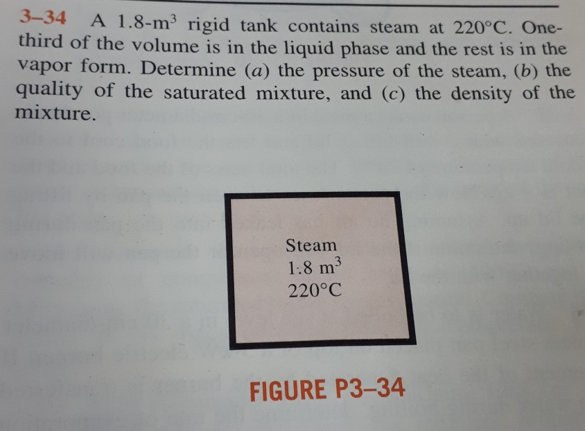 Solved 3-34 A 1.8-m3 rigid tank contains steam at 220°C. | Chegg.com