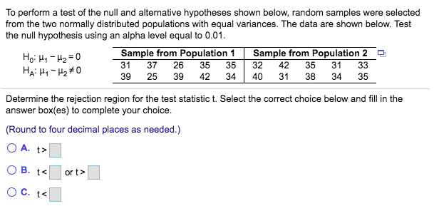 Solved To perform a test of the null and alternative | Chegg.com