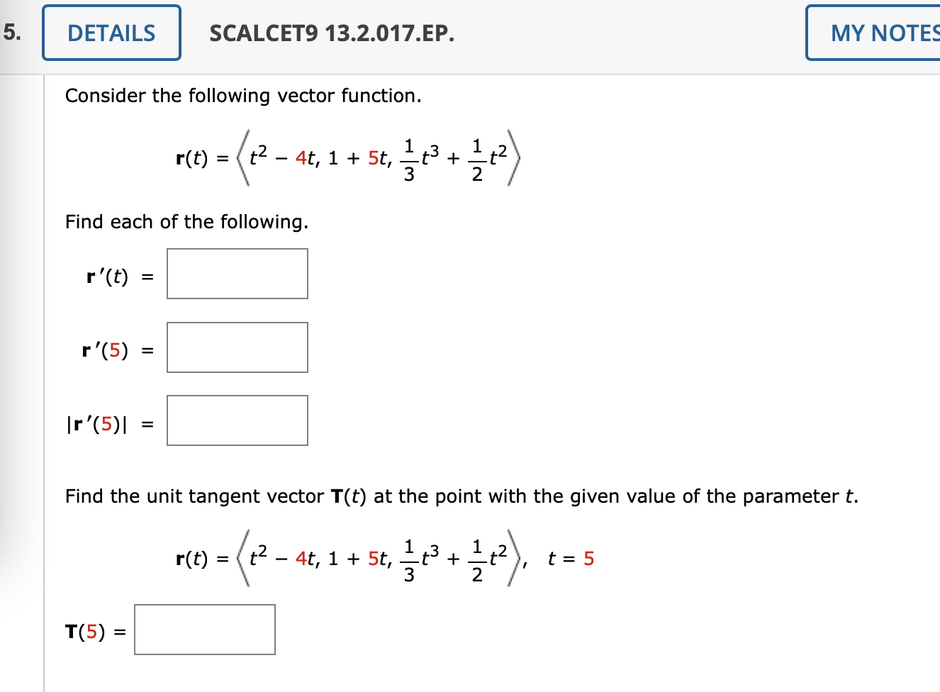 Solved SCALCET9 13.2.017.EP. Consider the following vector | Chegg.com
