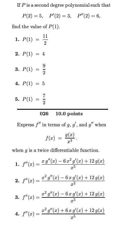 Solved If P is a second degree polynomial such that | Chegg.com