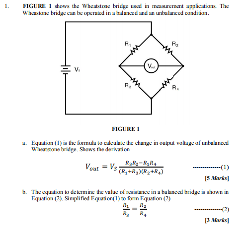 Solved 1. FIGURE 1 shows the Wheatstone bridge used in | Chegg.com