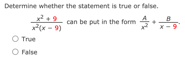 Solved Determine whether the statement is true or | Chegg.com