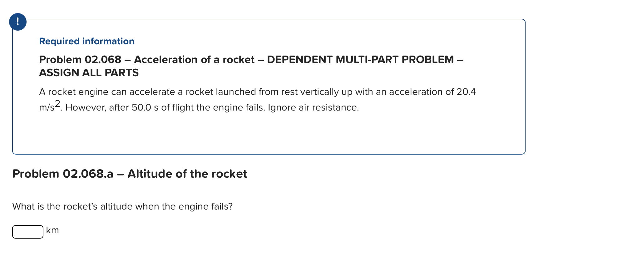Solved !Required informationProblem 02.068 - ﻿Acceleration | Chegg.com