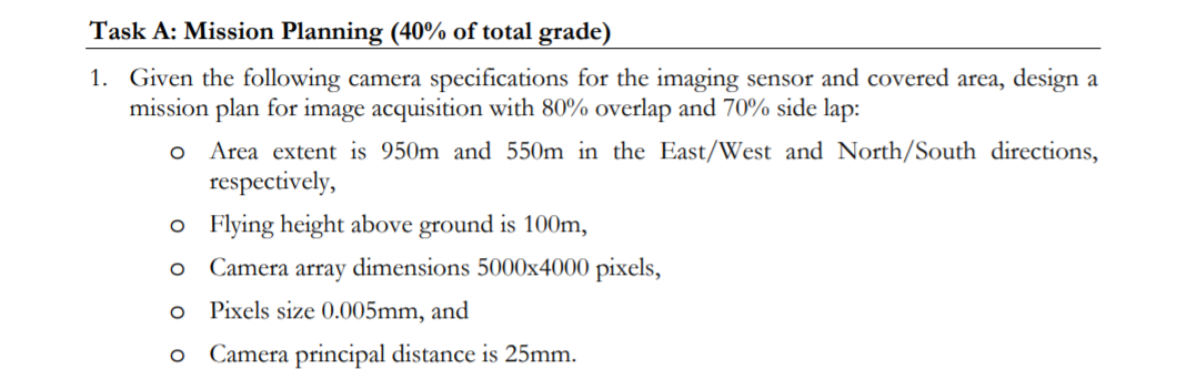 Solved Task A: Mission Planning (40% of total grade) 1. | Chegg.com