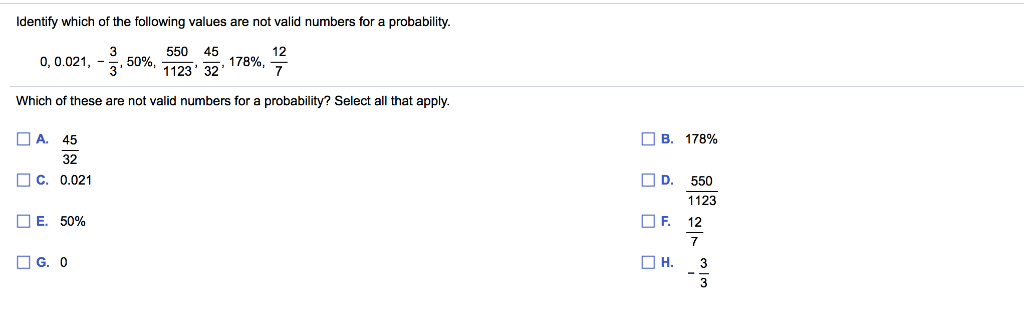 Solved Identify which of the following values are not valid | Chegg.com