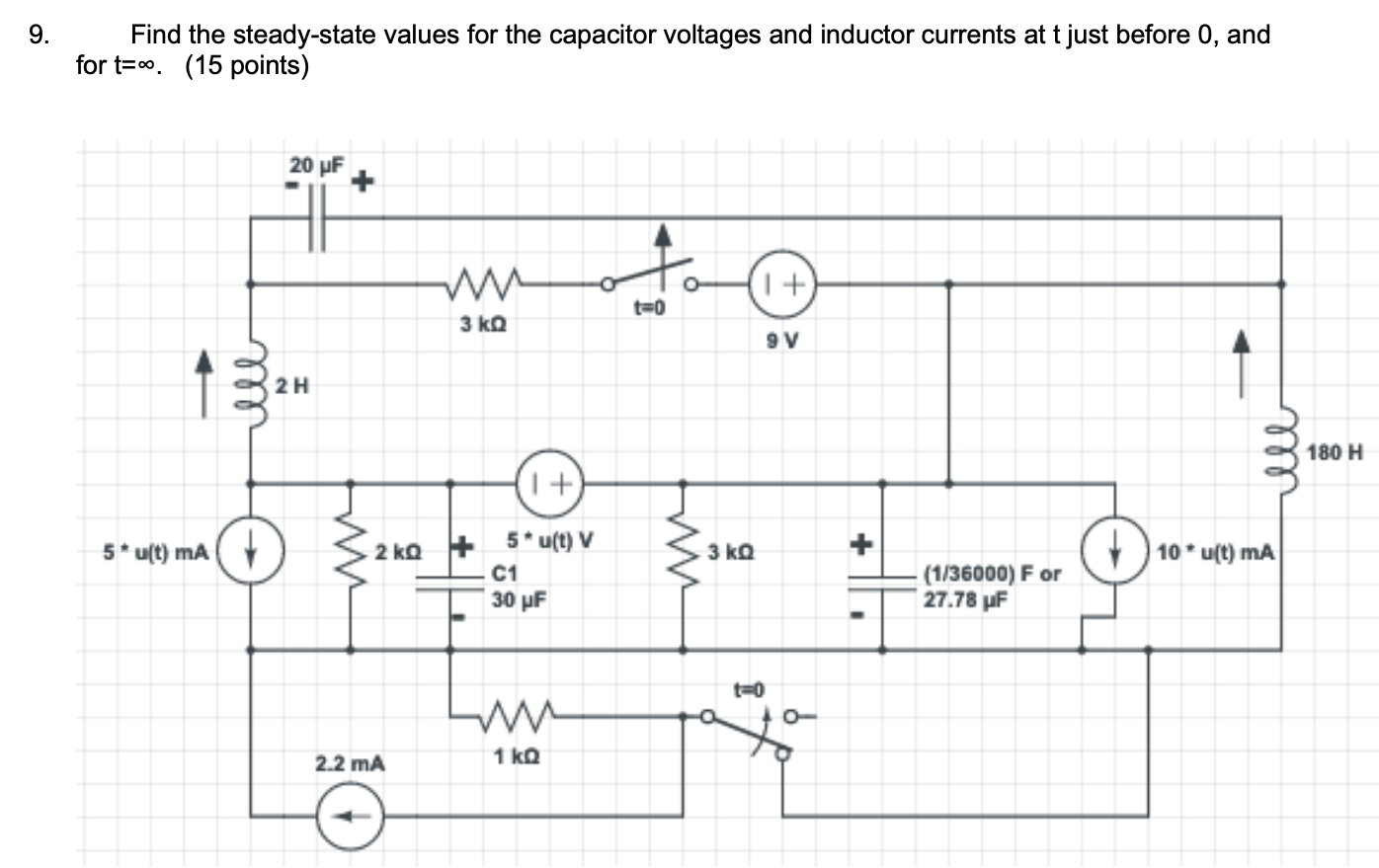 Solved 9. Find the steady-state values for the capacitor | Chegg.com