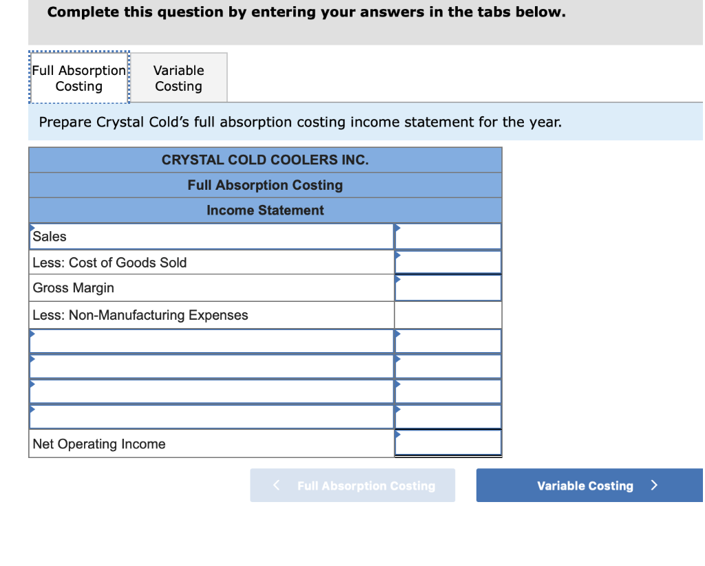 Solved E5-23 (Algo) Comparing Full Absorption Costing and | Chegg.com