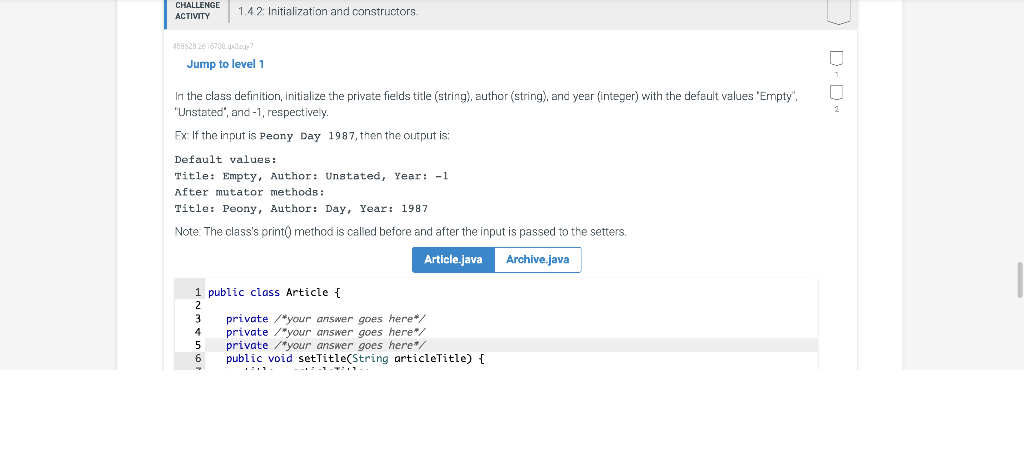 In the class definition, initialize the private | Chegg.com