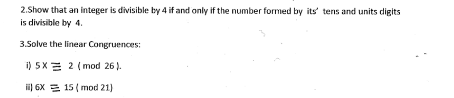 Solved 2.Show that an integer is divisible by 4 if and only | Chegg.com