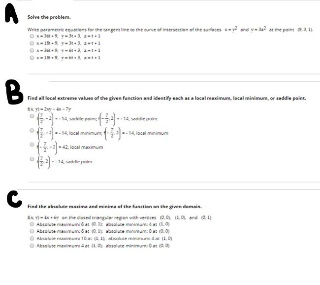 Solved A Solve The Problem Write Parametric Equations For Chegg