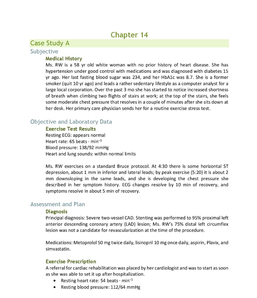 Solved Chapter 14 Case Study A Subjective Medical History | Chegg.com