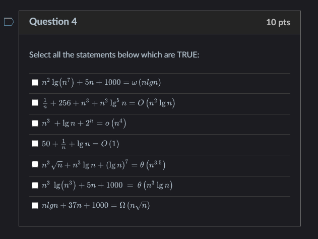 Solved Question 4 10 pts Select all the statements below | Chegg.com
