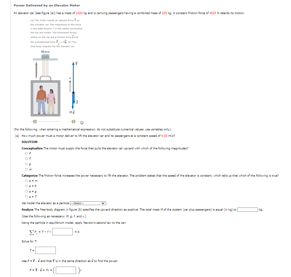Solved Power Delivered by an Elevator Motor An elevator car | Chegg.com