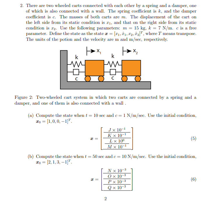 Solved 2. There are two wheeled carts connected with each | Chegg.com