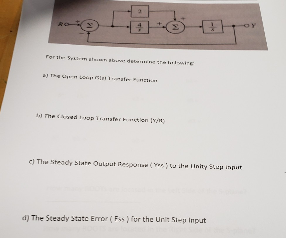 Solved For the System shown above determine the following: | Chegg.com